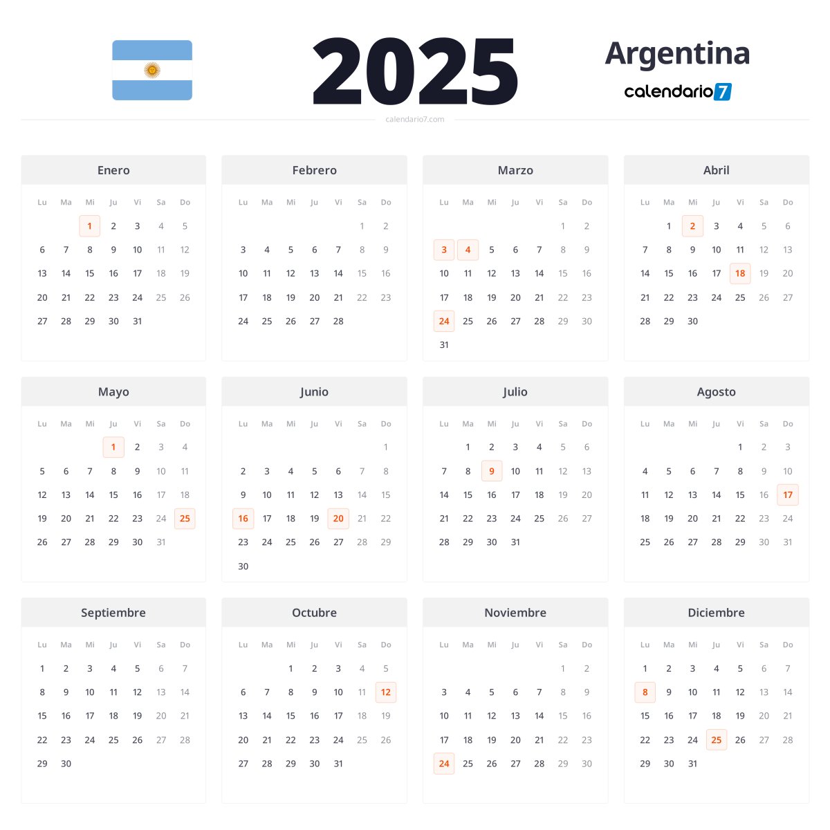 Calendario Argentina 2025